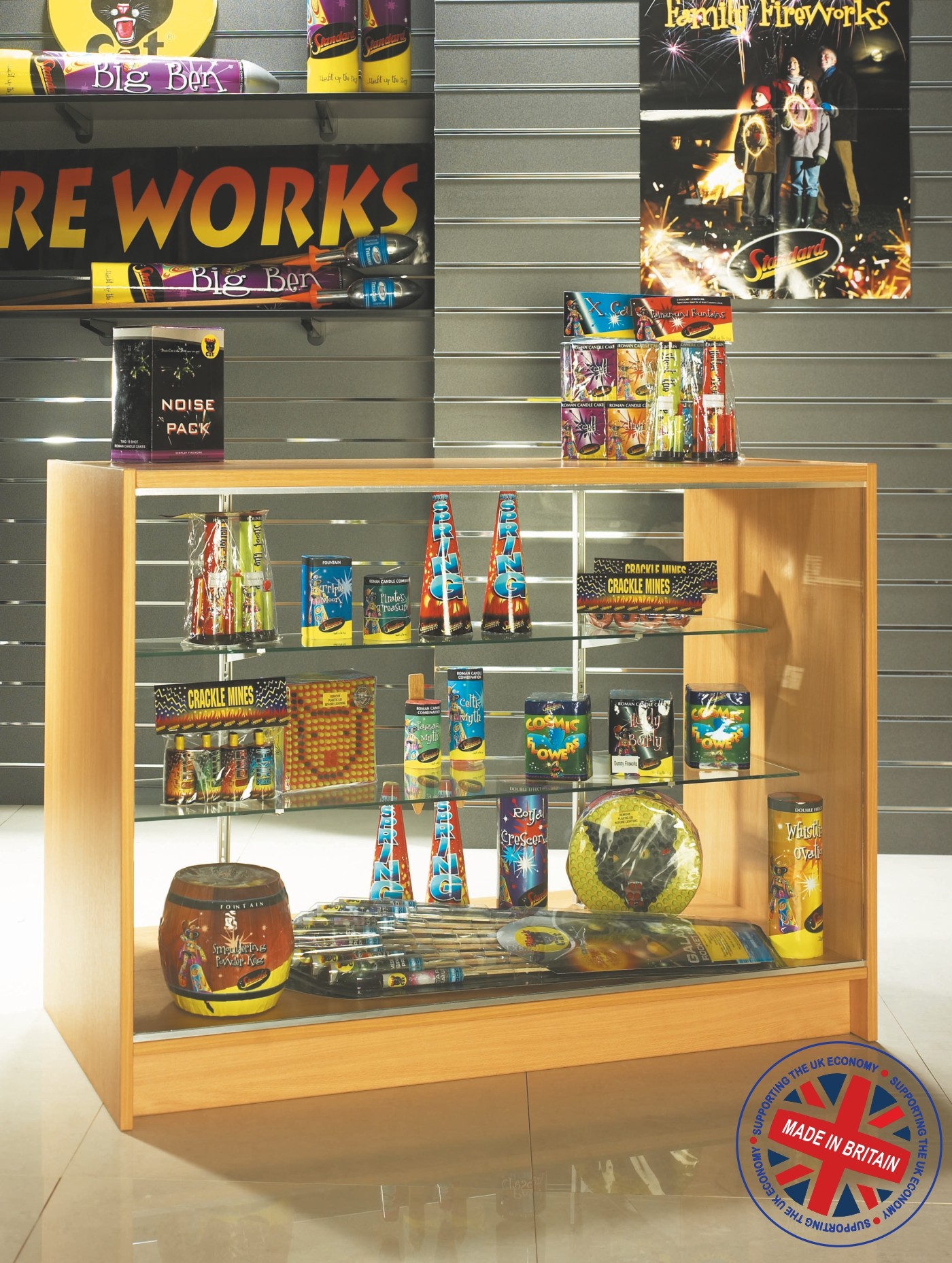 Full Vision Solid Top Glass Shop Counter / Retail Display Counter ...