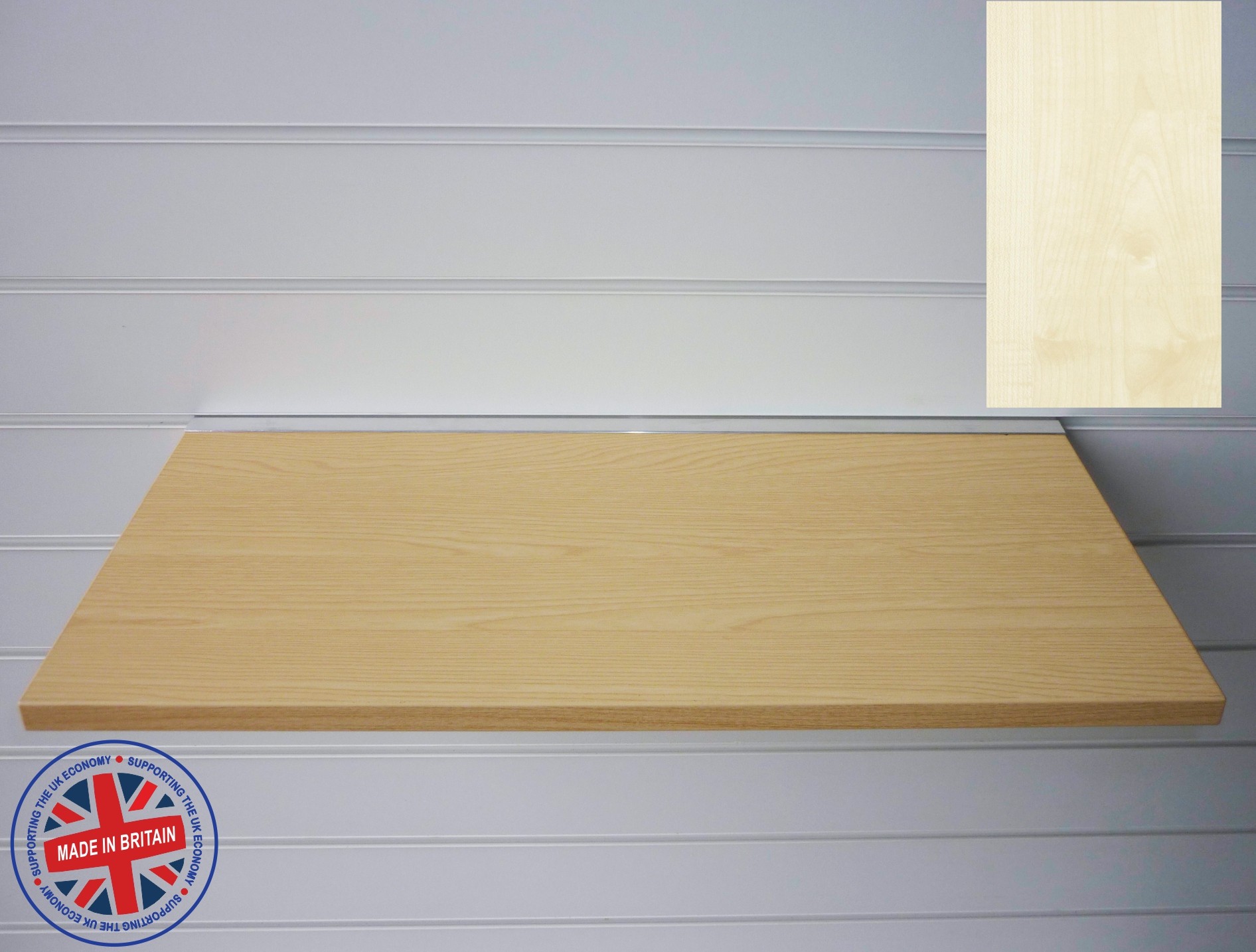 Maple Wood Shelf / Floating Slatwall Shelf - 1200mm wide x 300mm deep