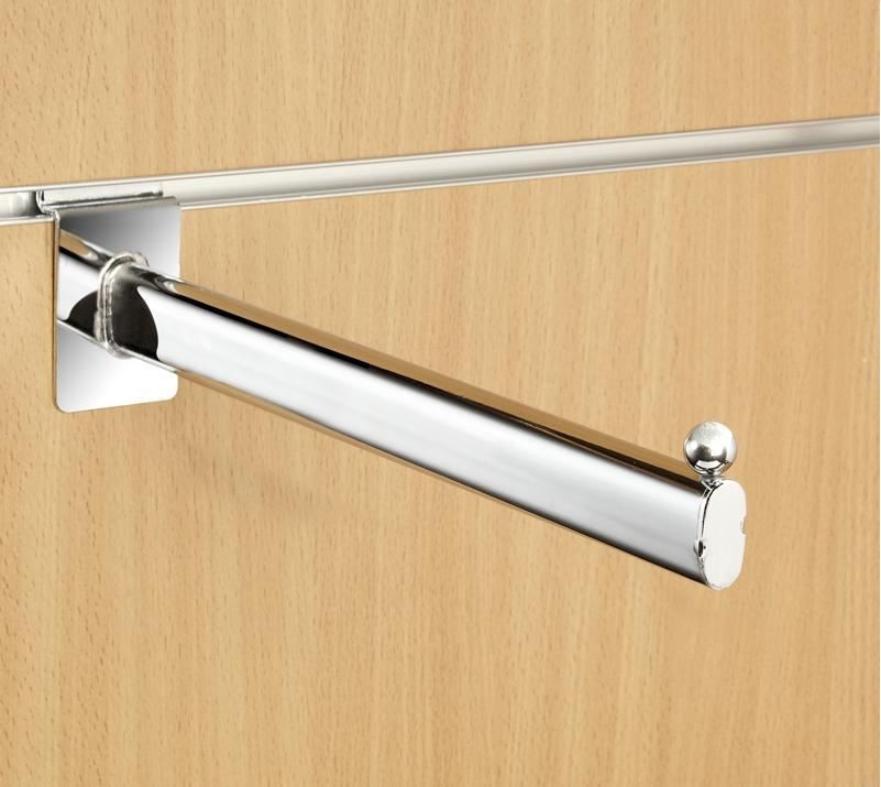12" inch (300mm) Chrome Slatwall Straight Display Arm - Oval Tube Ball End